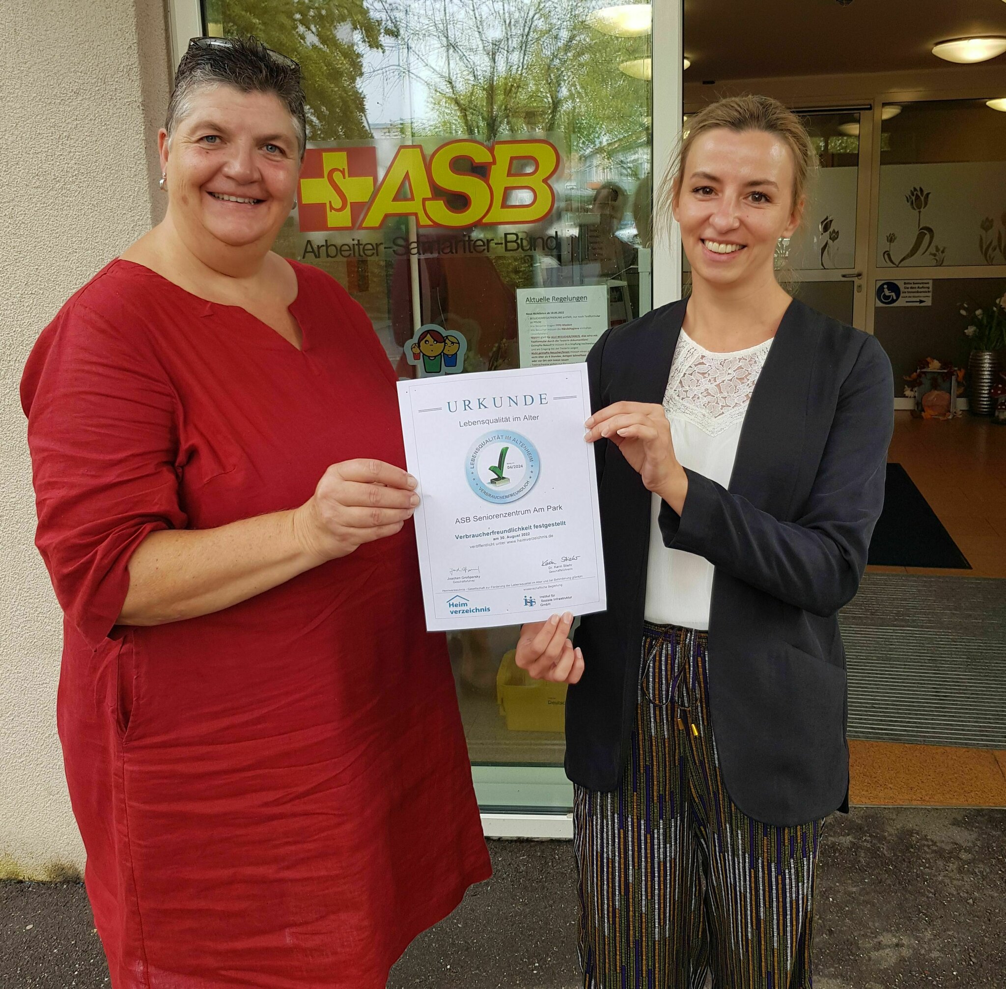 ASB Seniorenzentrum am Park in Neckarsulm-Amorbach erhält „Grünen Haken ...