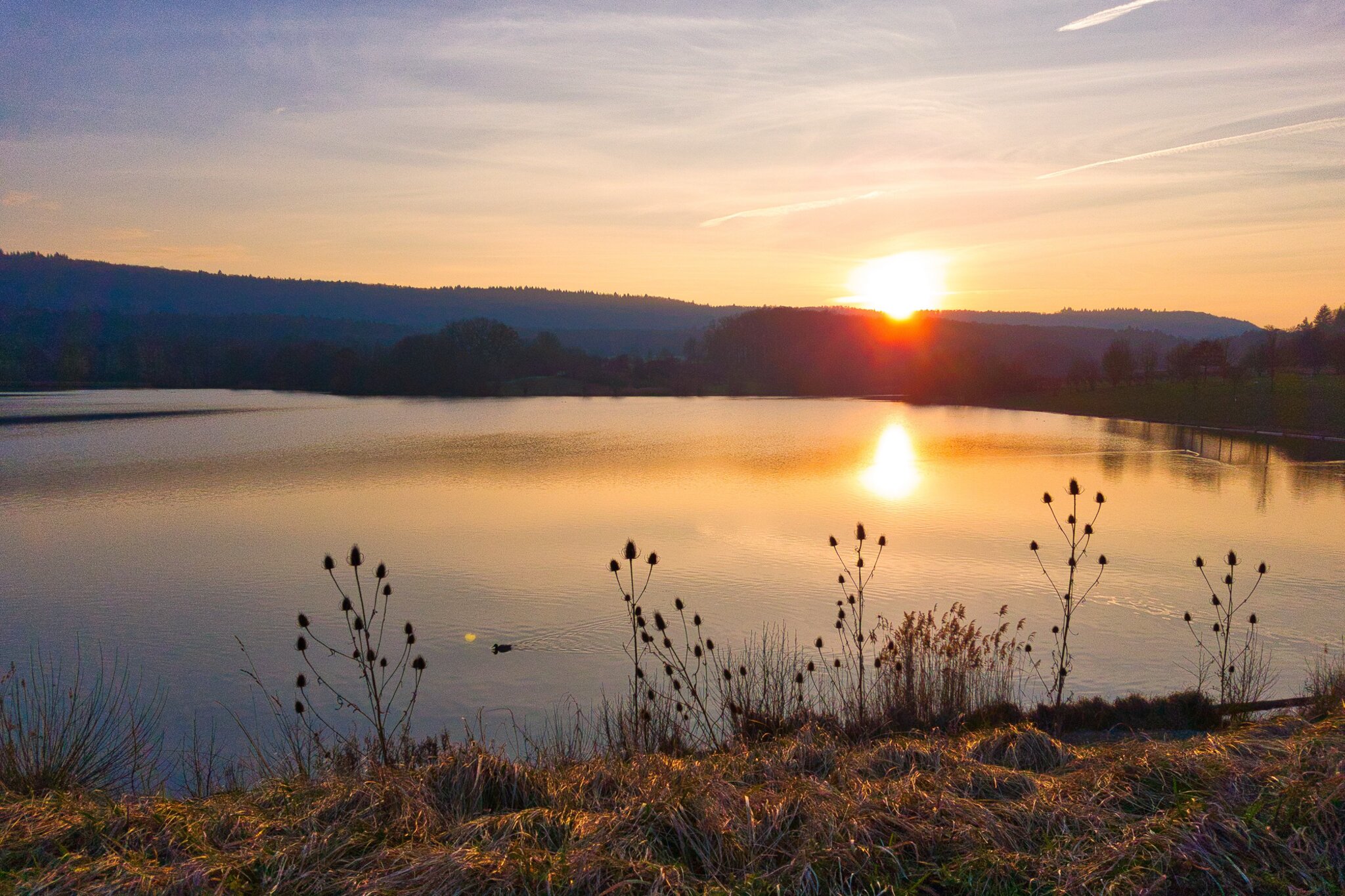 Sonnenuntergang an der Ehmetsklinge bei Zaberfeld